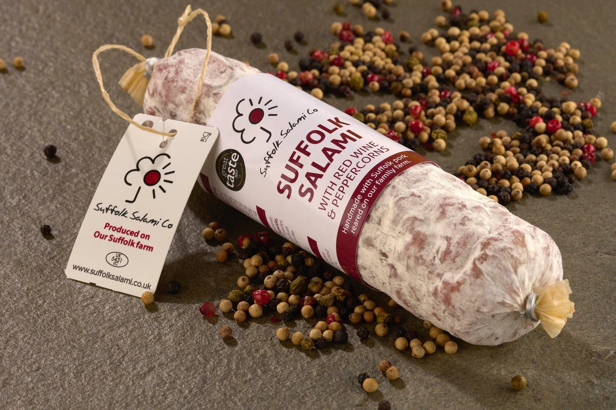 Small Suffolk Salami with Red Wine & Cracked Black Pepper 220g